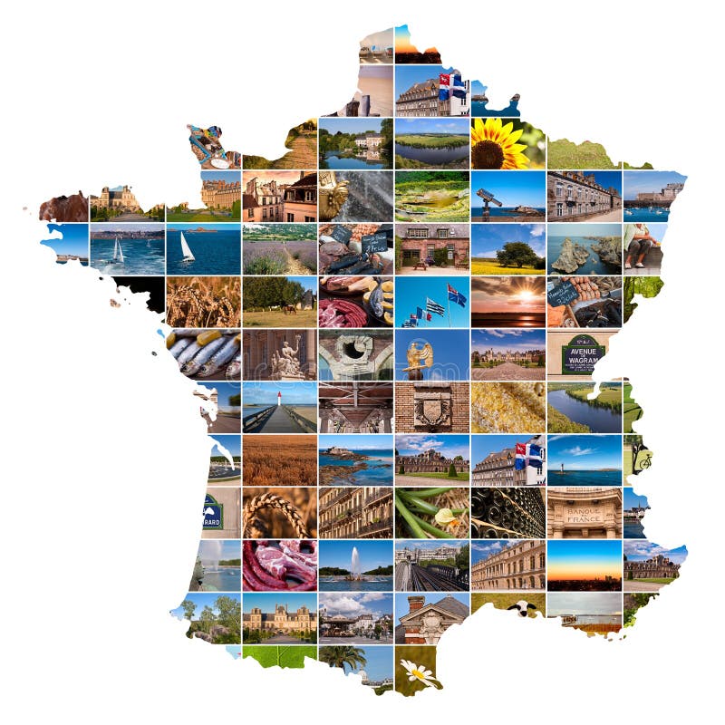 Fotocollage in De Vorm Van Frankrijk Stock Afbeelding - Image of ...