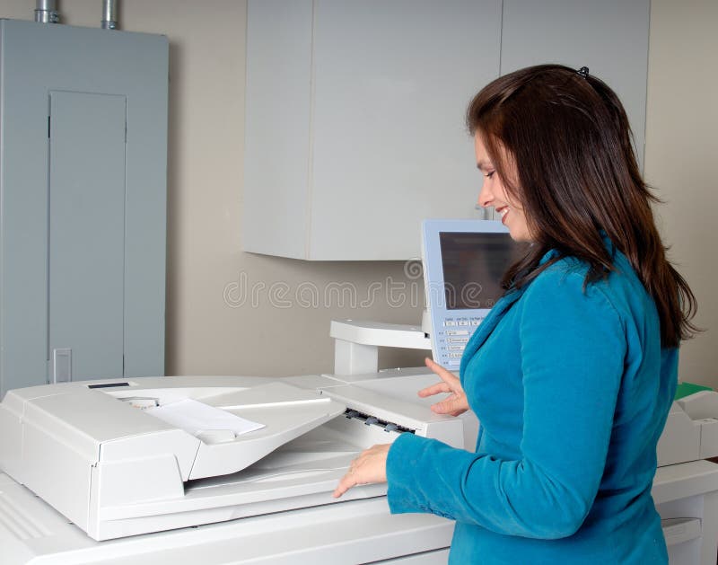 Empresaria Photocopying Her Face Imagen de archivo - Imagen de juego ...