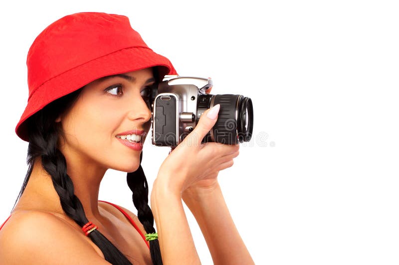 Dziewczyna fotograf obraz stock. Obraz złożonej z szczery - 2580241