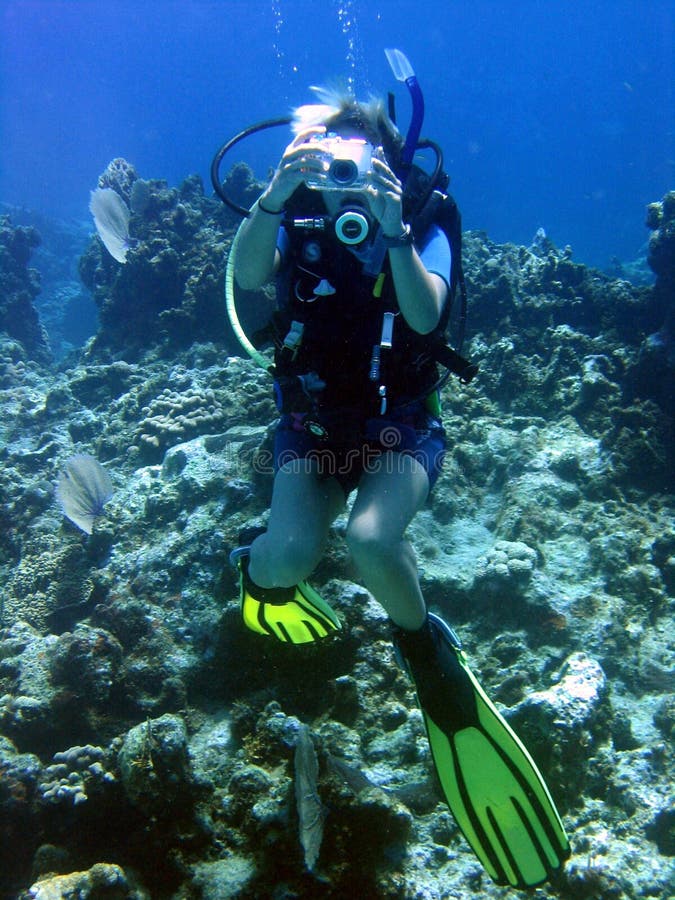 Fotografo subacqueo immagine stock. Immagine di mare, donna - 458637