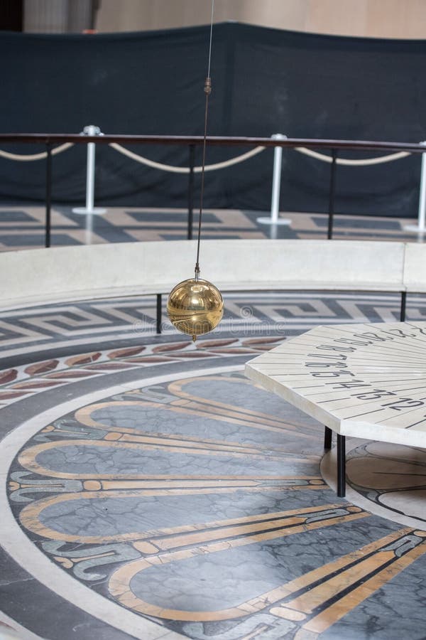 Foucault Pendulum Inside Paris Pantheon Stock Image - Image of light ...