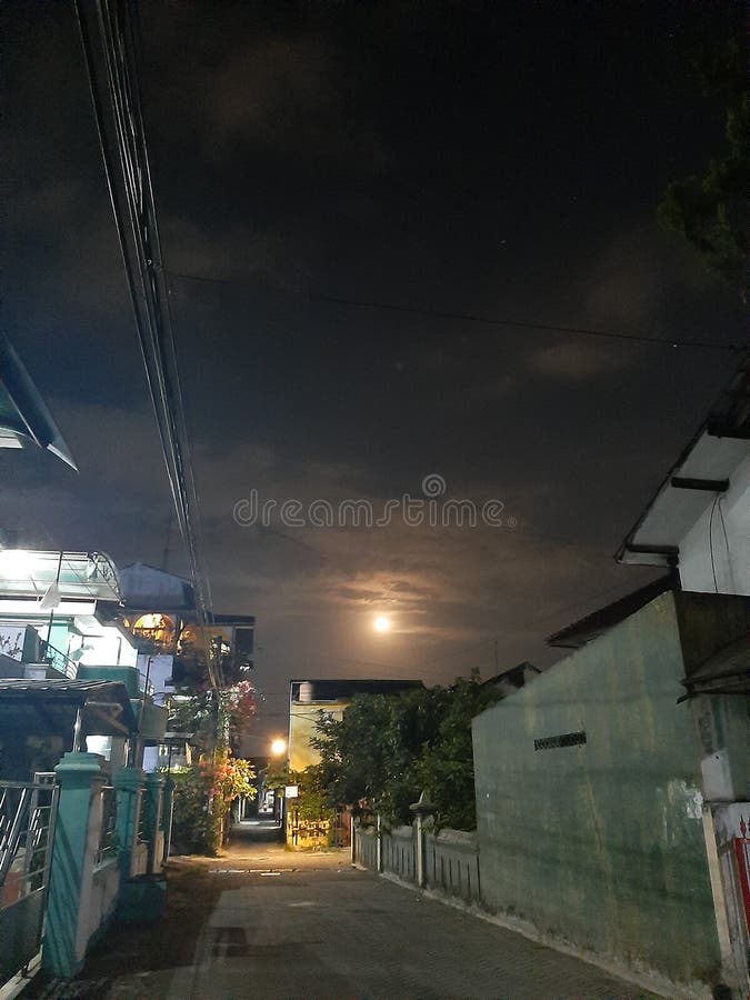 Found a Beautifull Moon in the Street Stock Photo - Image of screenshot ...