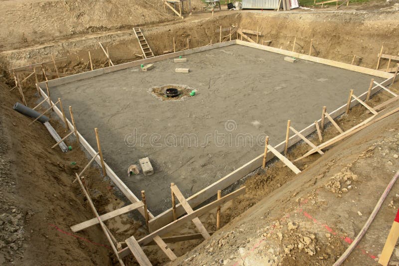 Concrete Foundation for a New House Stock Photo - Image of building ...