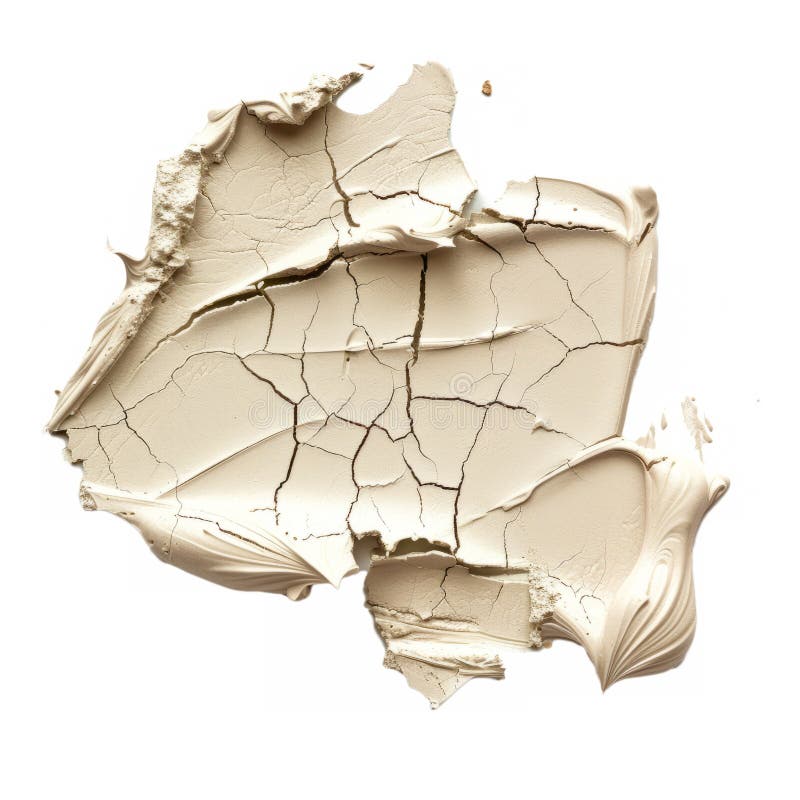 Foundation Beige Paint Drying Cracked Texture White Background Stock ...