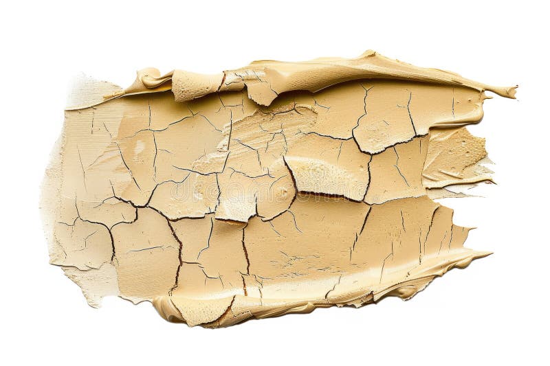 Foundation Beige Paint Drying Cracked Texture White Background Stock ...