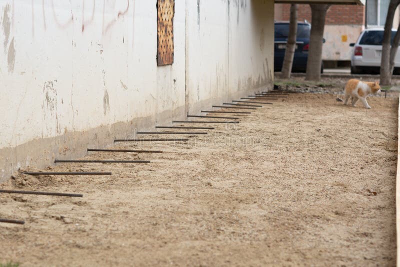 Foundation Blind Area Preparing. Basic Formwork Marking. Blind Area ...