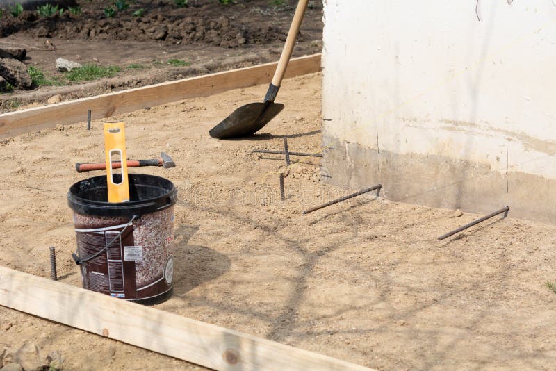 Foundation Blind Area Preparing. Basic Formwork Marking. Blind Area ...