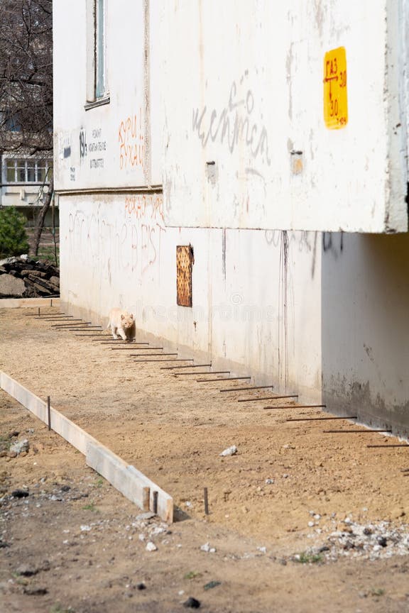 Foundation Blind Area Preparing. Basic Formwork Marking Stock Photo ...