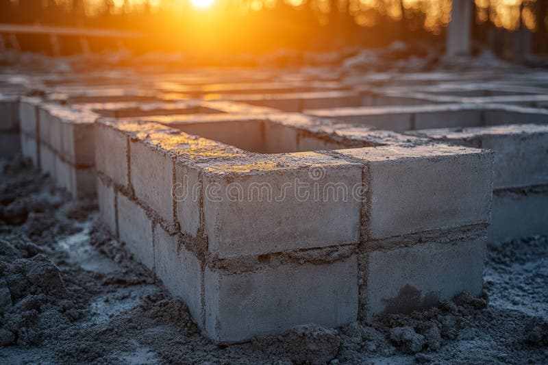 Foundation of a Building Being Constructed Using Concrete Blocks at ...