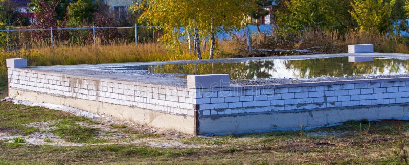 The Foundation for Building a House in the Fall Stock Photo - Image of ...