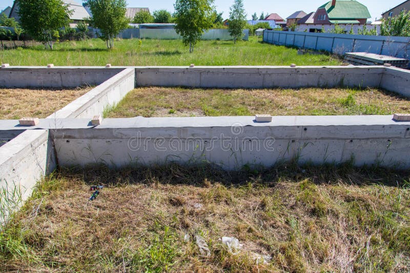 Foundation of Concrete at a Construction Site at Home Stock Image ...
