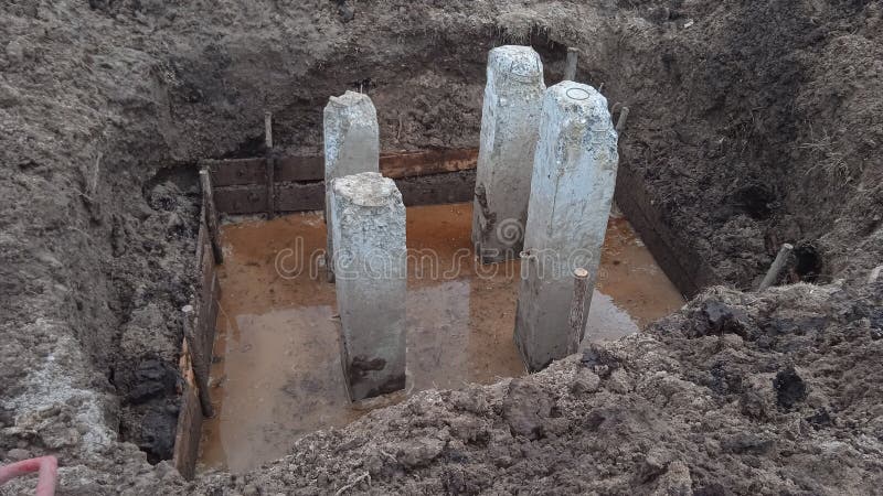 Foundation Concrete Pile Under Ground Stock Image - Image of ...