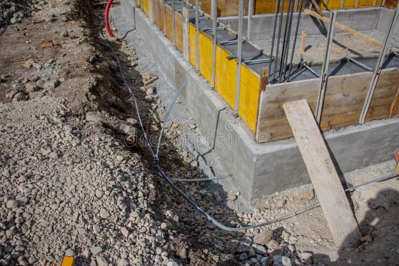 Foundation Construction from Side Stock Photo - Image of rocks, plank ...