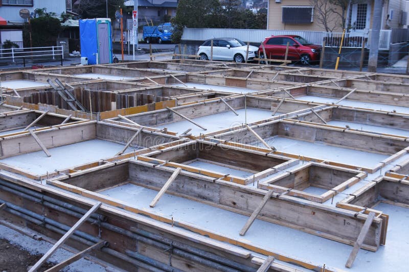 The Foundation Construction Site of a Residential Building. Finishing ...
