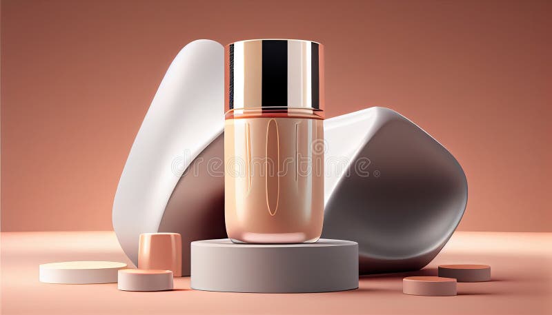 Foundation Container Mockup Cosmetic Bottle Package Design 3d Scene ...