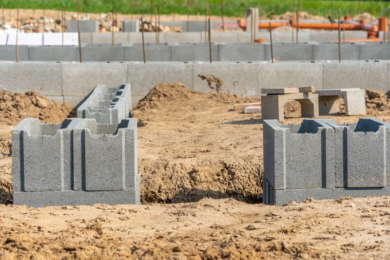 Foundation of a Family House from Lost Formwork Stock Photo - Image of ...