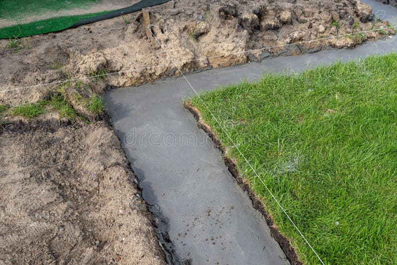Foundation Footings Poured in a Ditch in the Yard, Building a Terrace ...
