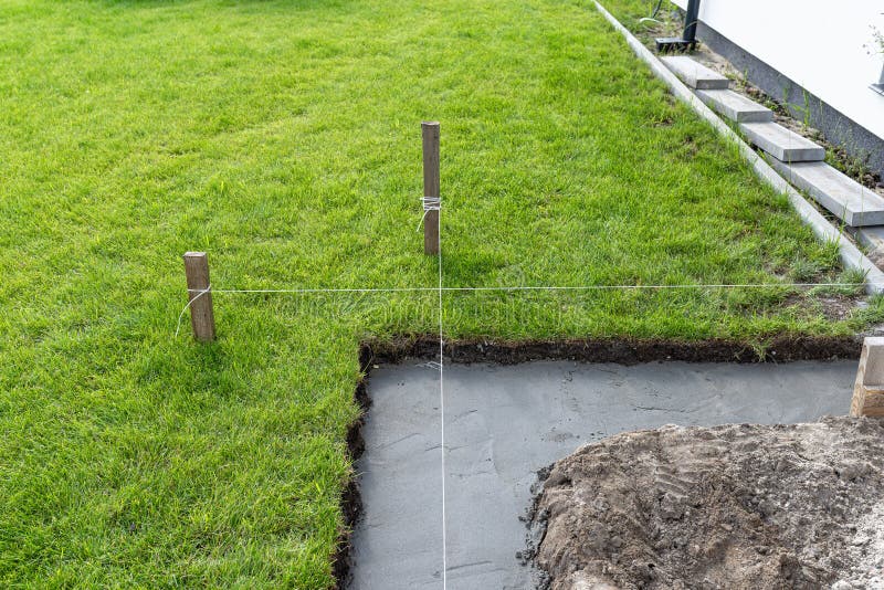 Foundation Footings Poured in a Ditch in the Yard, Building a Terrace ...