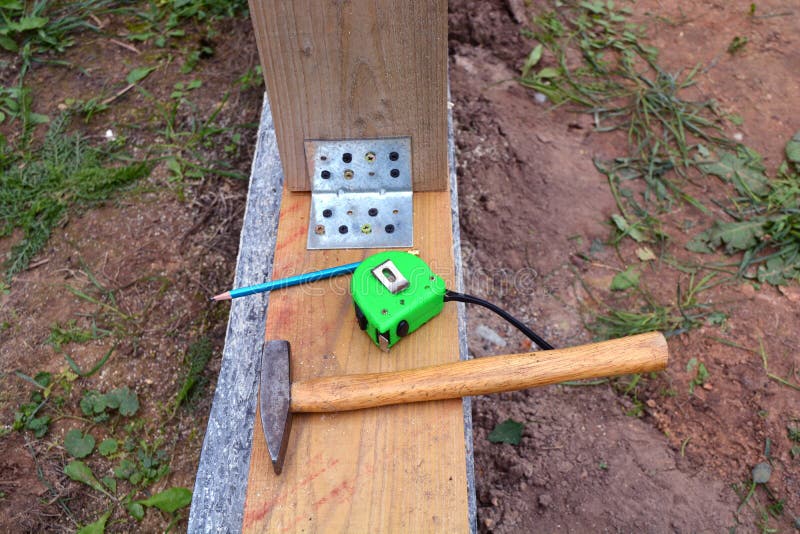 Foundation Fragment with Hammer and Other Tools Stock Image - Image of ...