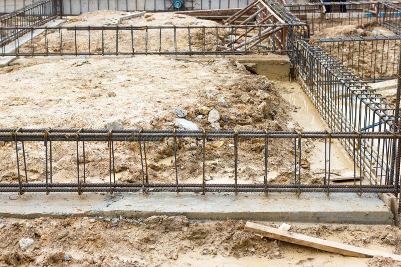 Foundation for Home Building Stock Photo - Image of steel, construct ...