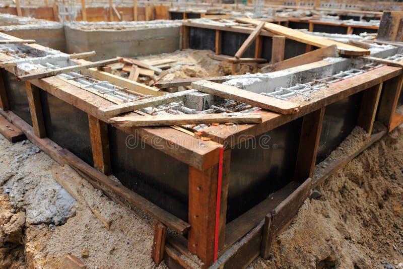 Foundation for Home Building Stock Image - Image of blue, concrete ...