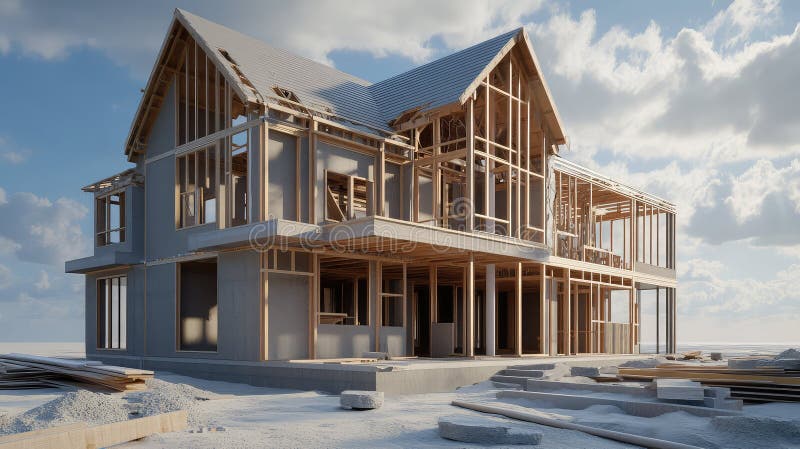 Foundation House Build Process Stock Illustration - Illustration of ...