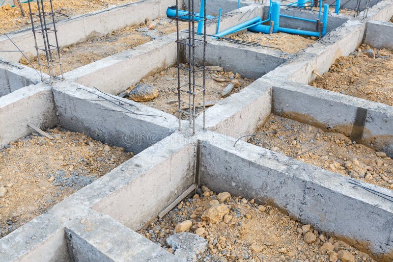 Foundation for House Building Stock Image - Image of post, industrial ...