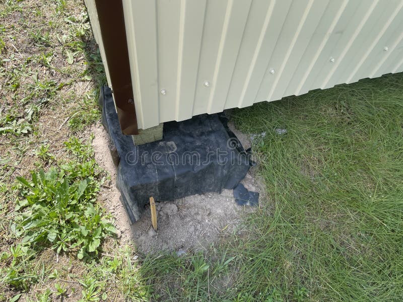 Foundation Made of Aerated Blocks for Cabin Stock Photo - Image of ...