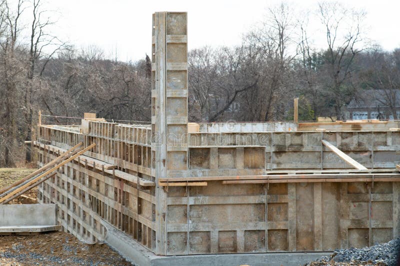 Block Formwork for House Beams with Supported by Wooden Logs. Stock ...