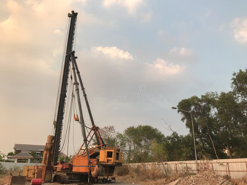 Foundation Pile Drilling in Construction Site Stock Image - Image of ...
