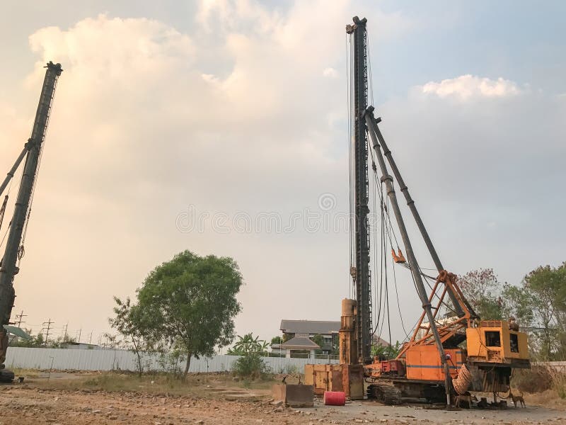 Foundation Pile Drilling Machine Stock Image - Image of hydraulic ...