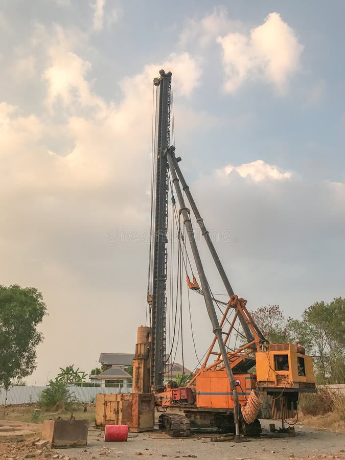 Foundation Pile Drilling Machine Stock Photo - Image of foundations ...