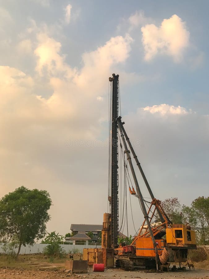Foundation Pile Drilling Machine Stock Photo - Image of equipment ...