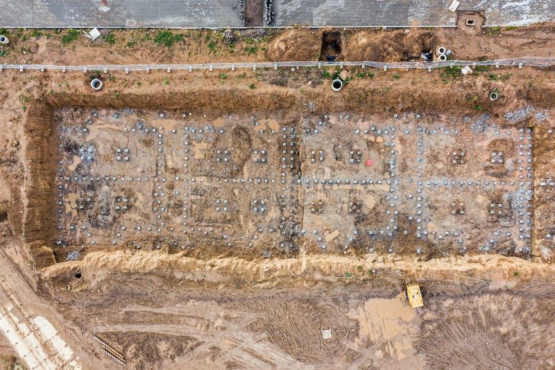 Foundation Pit. Construction of an Apartment House Basement with ...