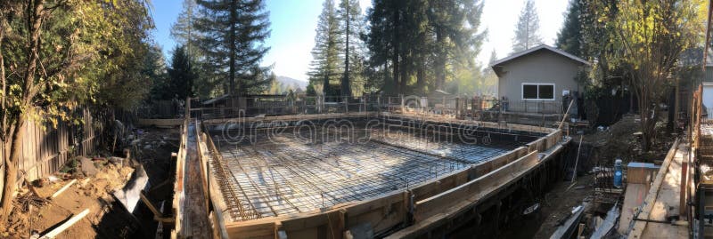 Foundation Pouring Process Takes Place in Residential Construction Site ...