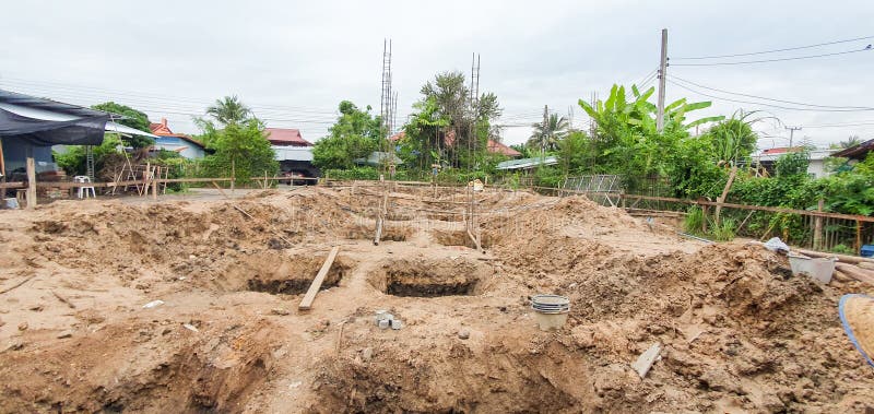 Foundation Preparation for Building a House Stock Photo - Image of ...