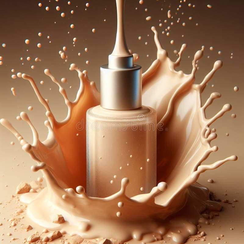 Foundation Product Bottle Splashes in Liquid Foundation Composition ...