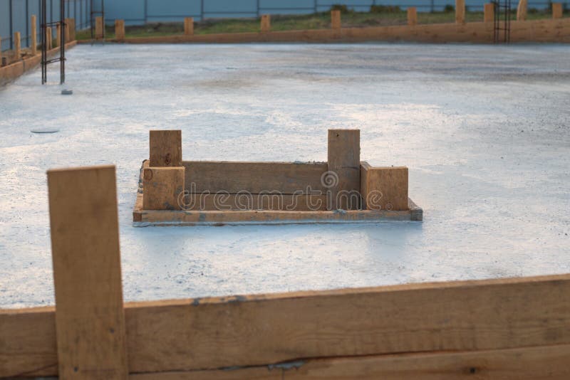 The Foundation of a Residential Building Filled with Cement ...