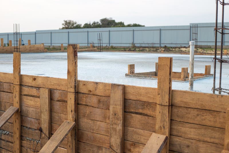 The Foundation of a Residential Building is Filled with Cement ...