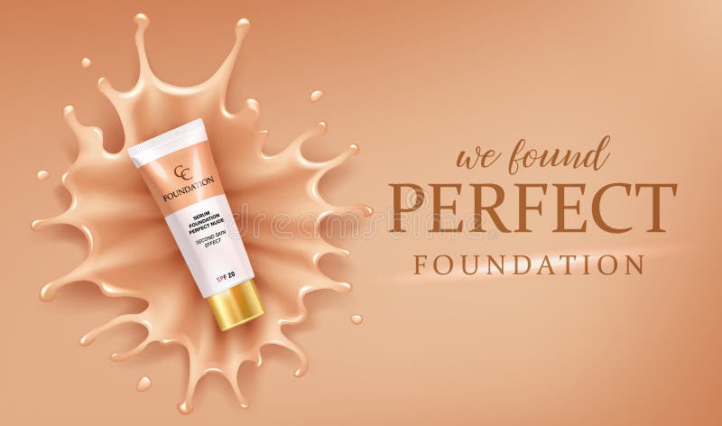 Foundation Splash Drops, Makeup Advertising Design Template for Catalog ...