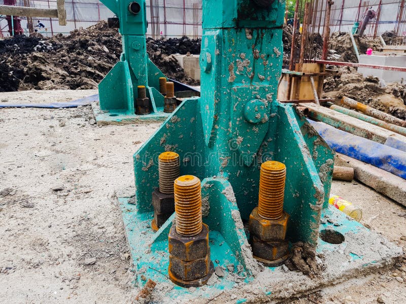 Foundation of Tower Crane and Fixing of Tower Crane with Nut Stock ...
