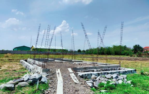 Foundation of Unfinished House Building Stock Photo - Image of ...