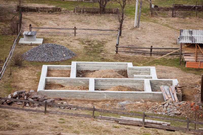 Foundation Work of Housing Construction. Private House Construction ...