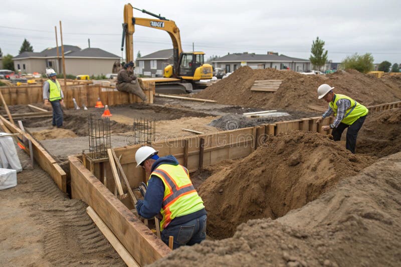 Foundation Work of Housing Construction Stock Illustration ...