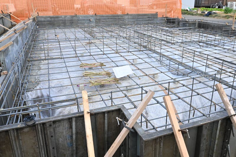The Foundation Work for New Housing Construction. Stock Image - Image ...