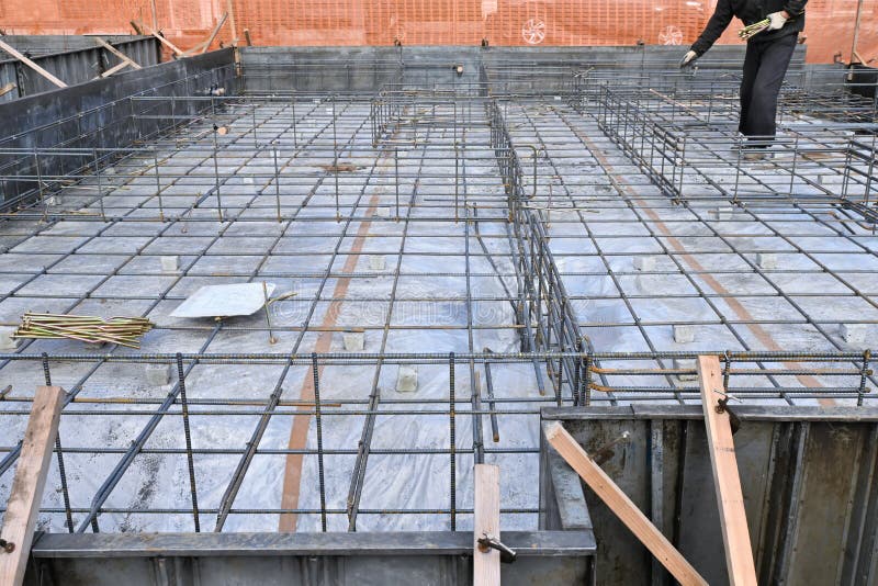 The Foundation Work for New Housing Construction. Stock Image - Image ...