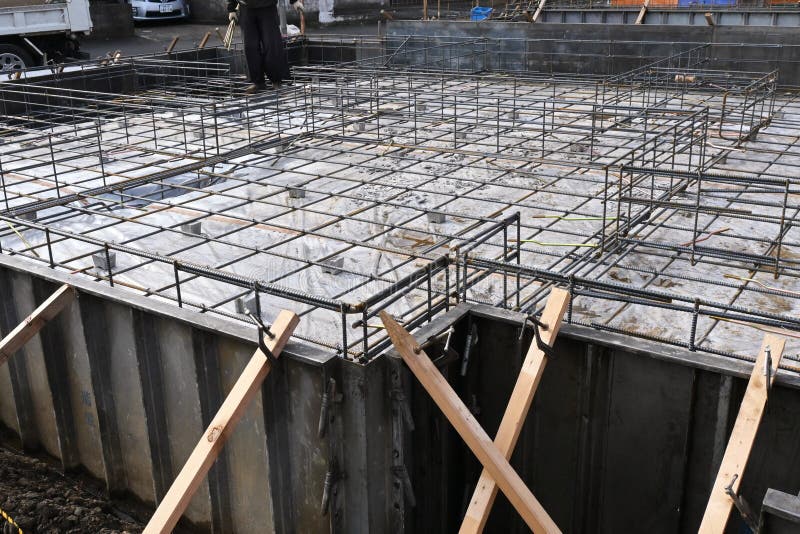 The Foundation Work for New Housing Construction. Stock Photo - Image ...