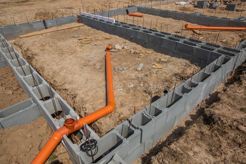 Foundations of the House, Unfinished Bungalow, Rough Construction ...