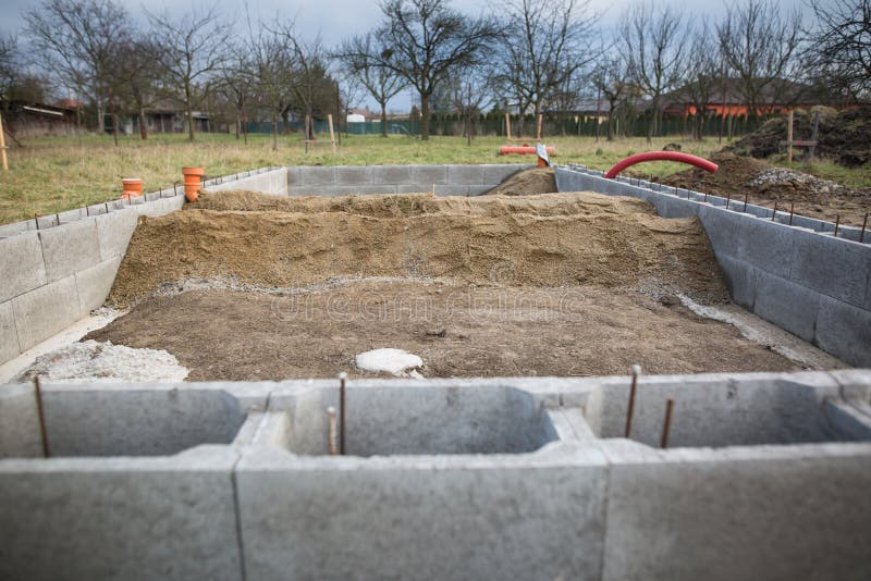 Foundations of the House, Unfinished Bungalow, Rough Construction ...
