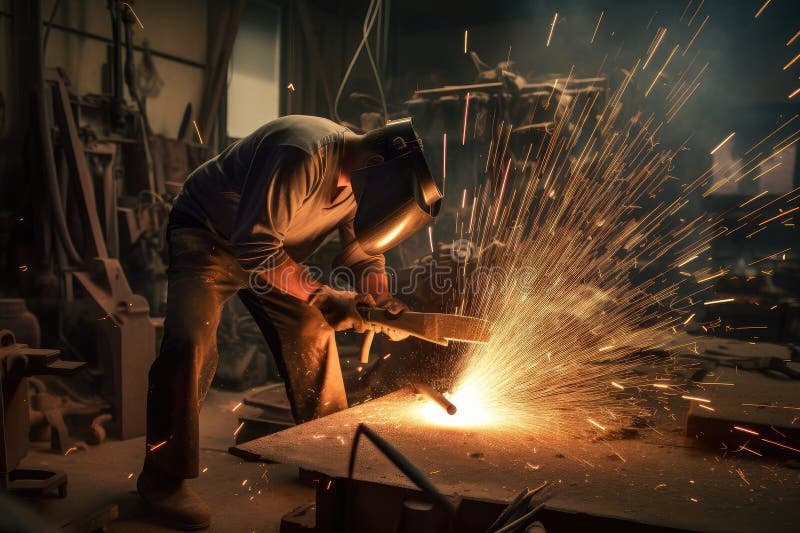 Sparks of Craftsmanship Metal Welder Mastering Steelwork with Electric ...
